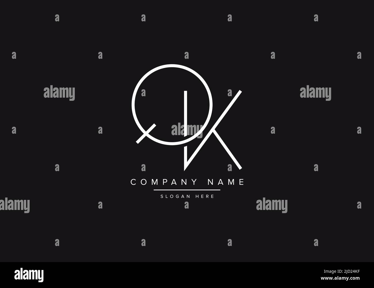 QK line art logo, abstract monogram letter logo vector illustration ...