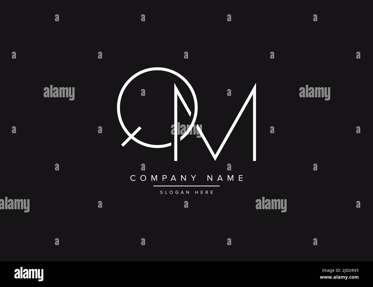 QM line art logo, abstract monogram letter logo vector illustration ...