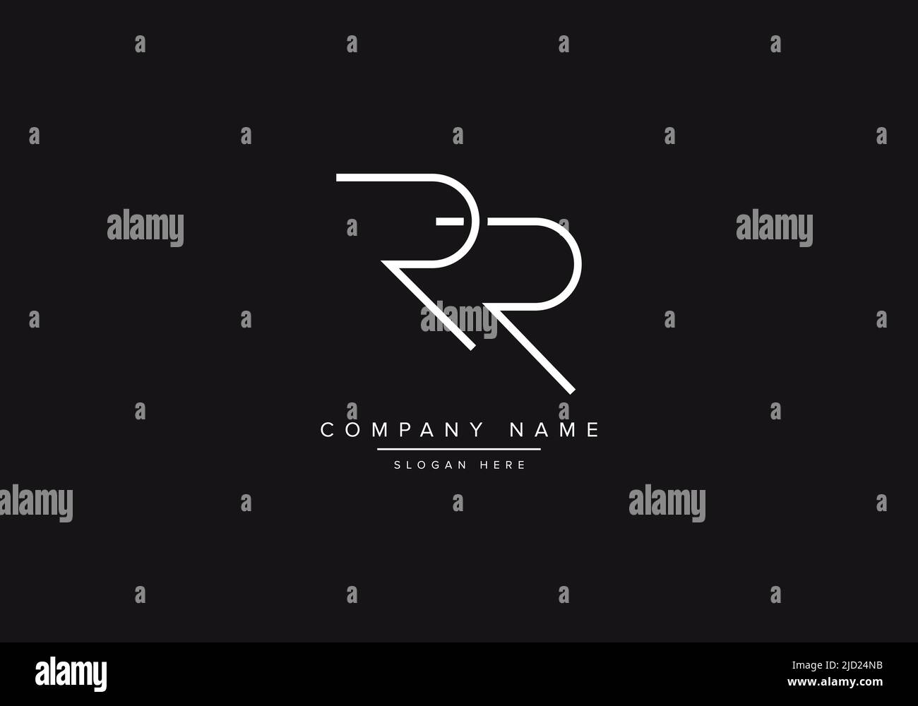 RR line art logo, abstract monogram letter logo vector illustration ...