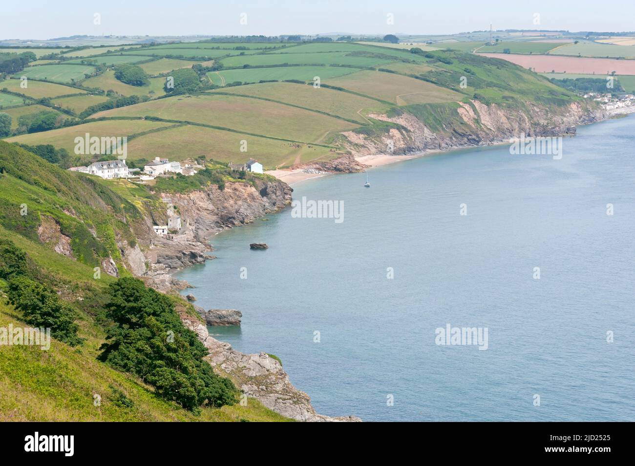 View over Hallsands and Start Bay from Start Point, Devon, England ...