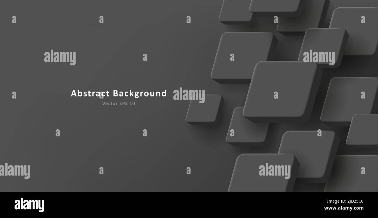 Black cubes creation mono chrome 3d abstract background. modern Vector ...