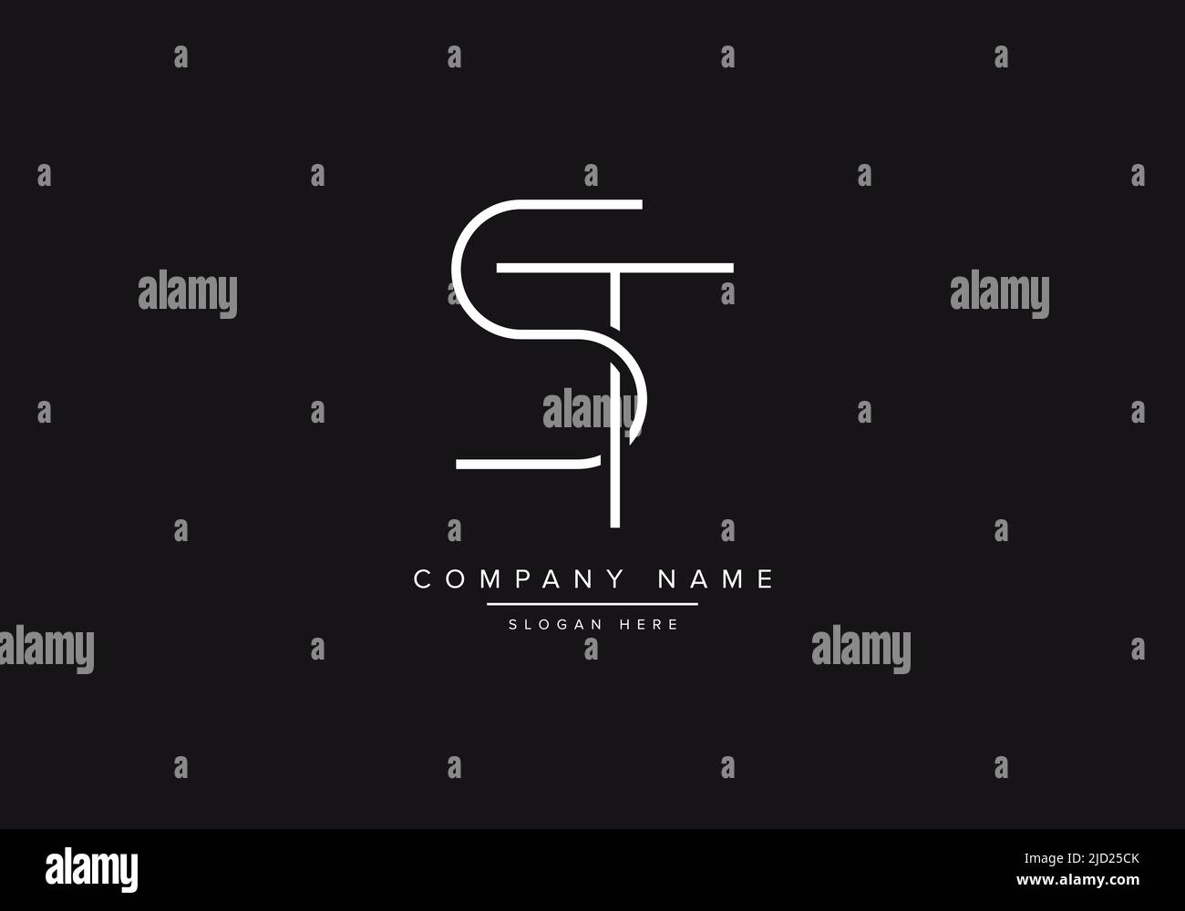 ST line art logo, abstract monogram letter logo vector illustration ...