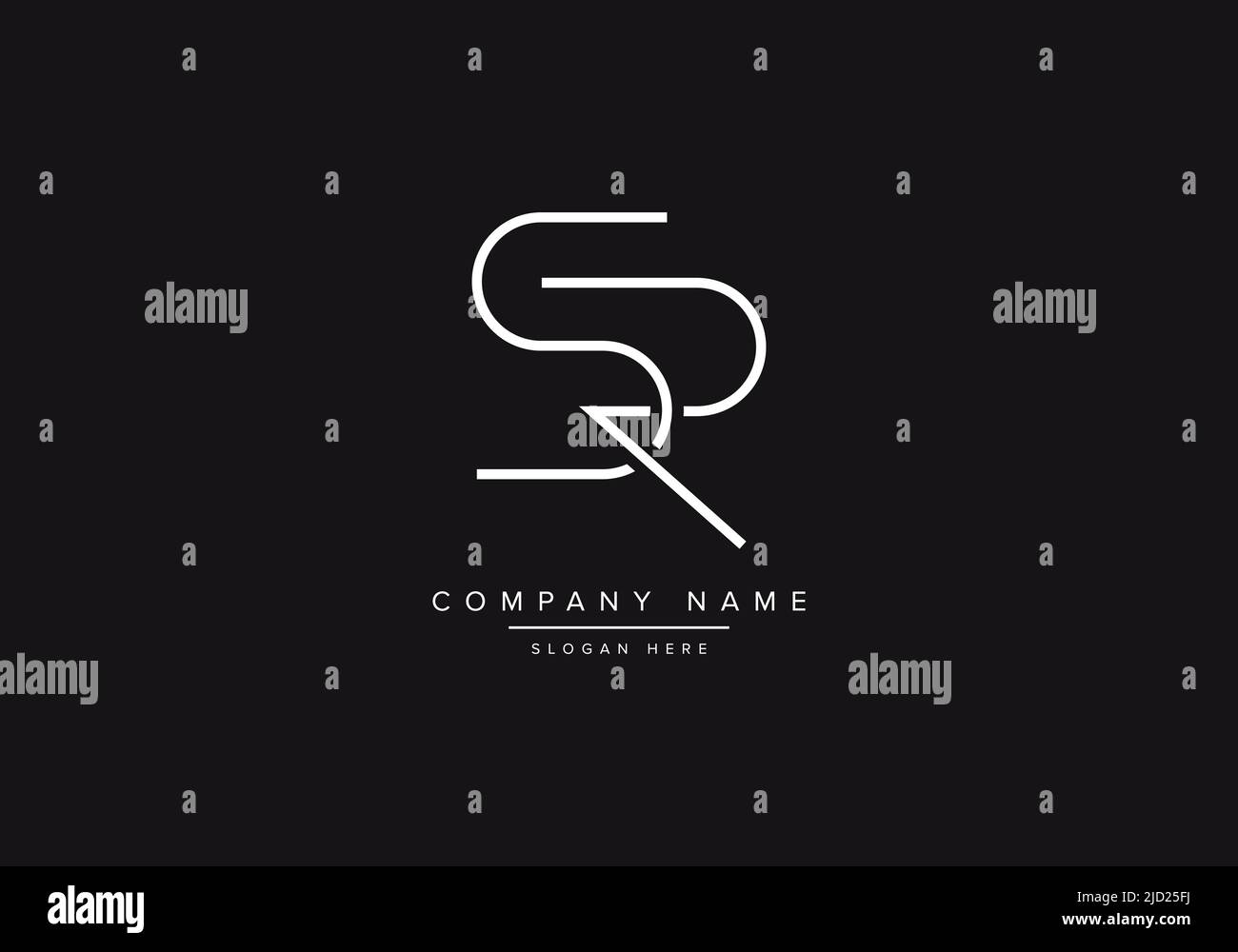 SR line art logo, abstract monogram letter logo vector illustration ...