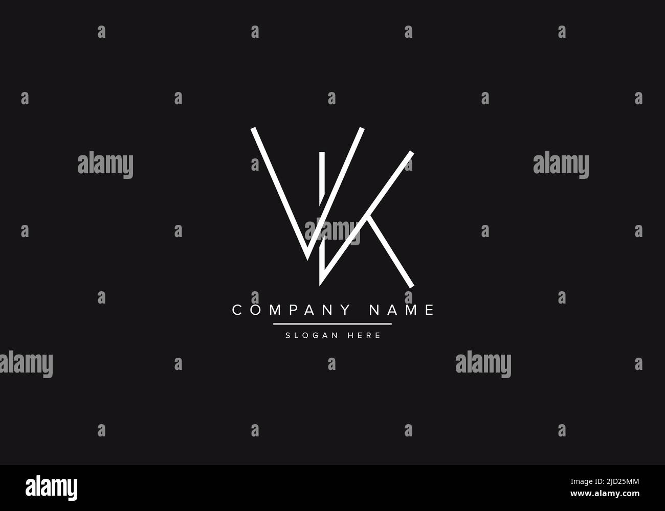 VK line art logo, abstract monogram letter logo vector illustration ...