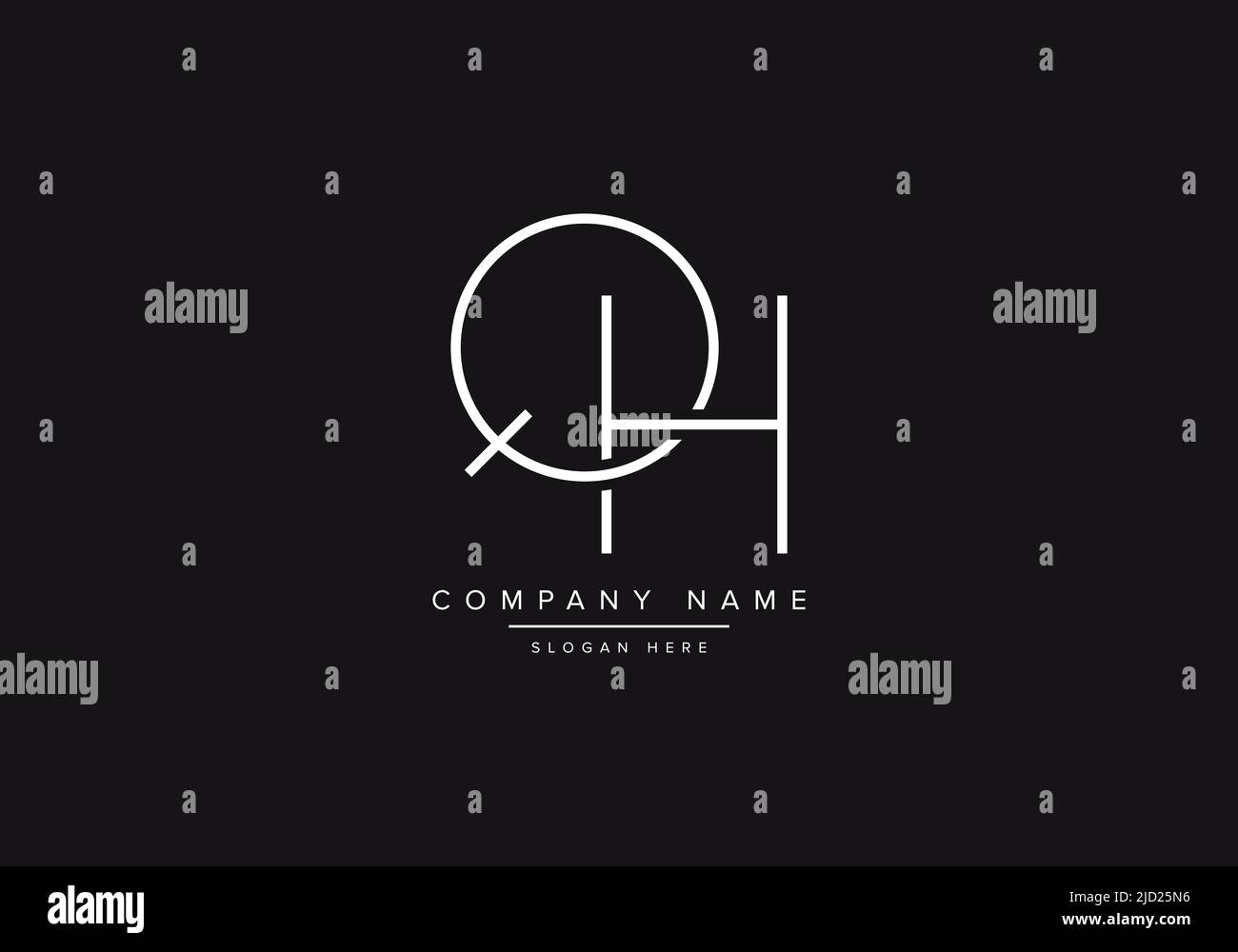 QH line art logo, abstract monogram letter logo vector illustration ...