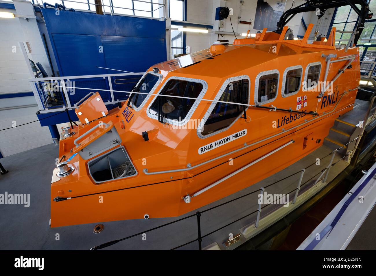 RNLB Haydn Miller, the RNLI lifeboat in Tenby Lifeboat station, Wales ...
