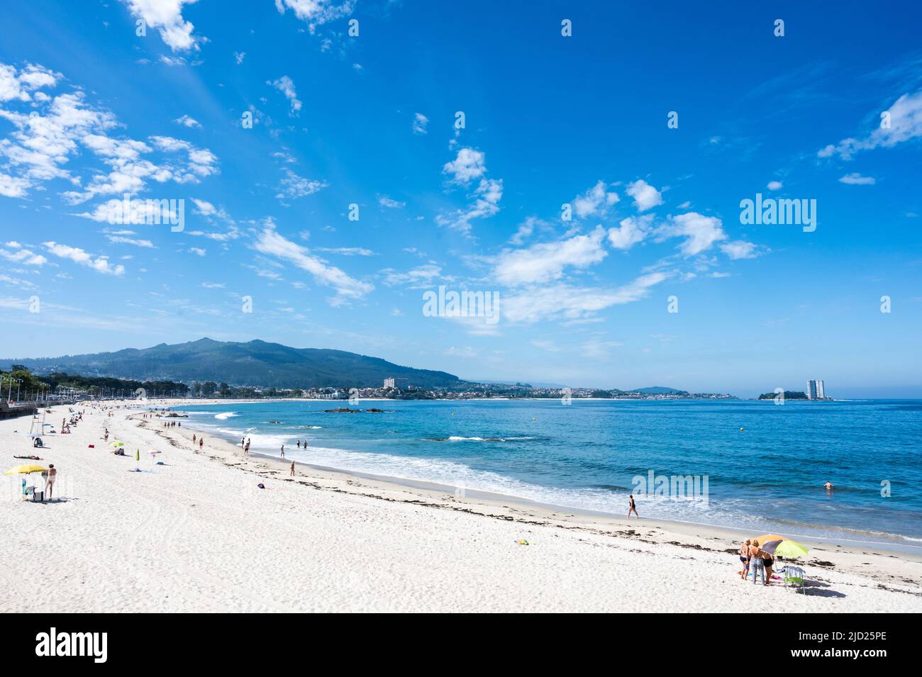 Vigo, Spain - June, 10, 2022 - Samil Beach in Vigo. Summer beach day in ...