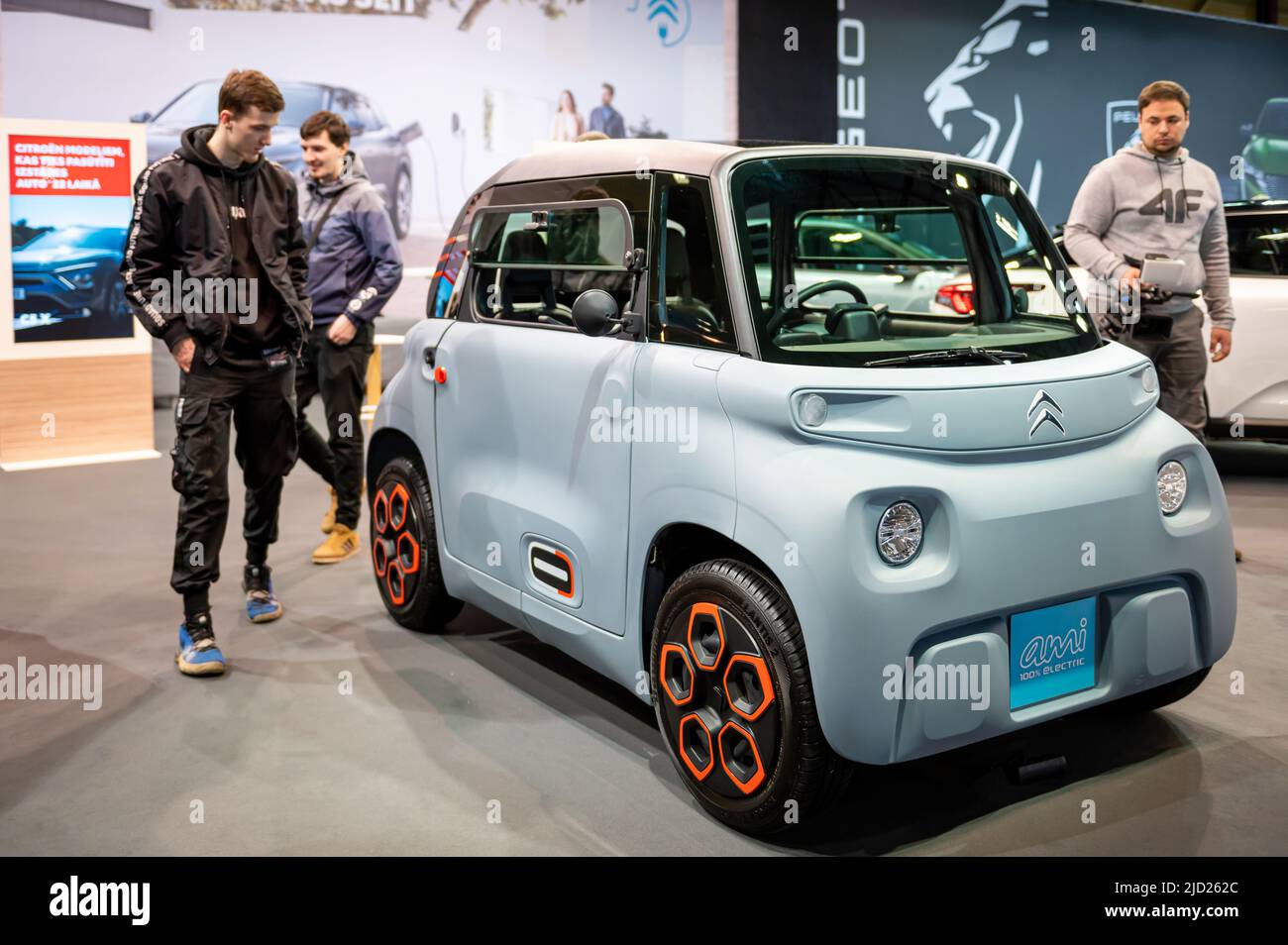 Riga, Latvia, April 29, 2022: Citroen Ami electric small ev car fun ...