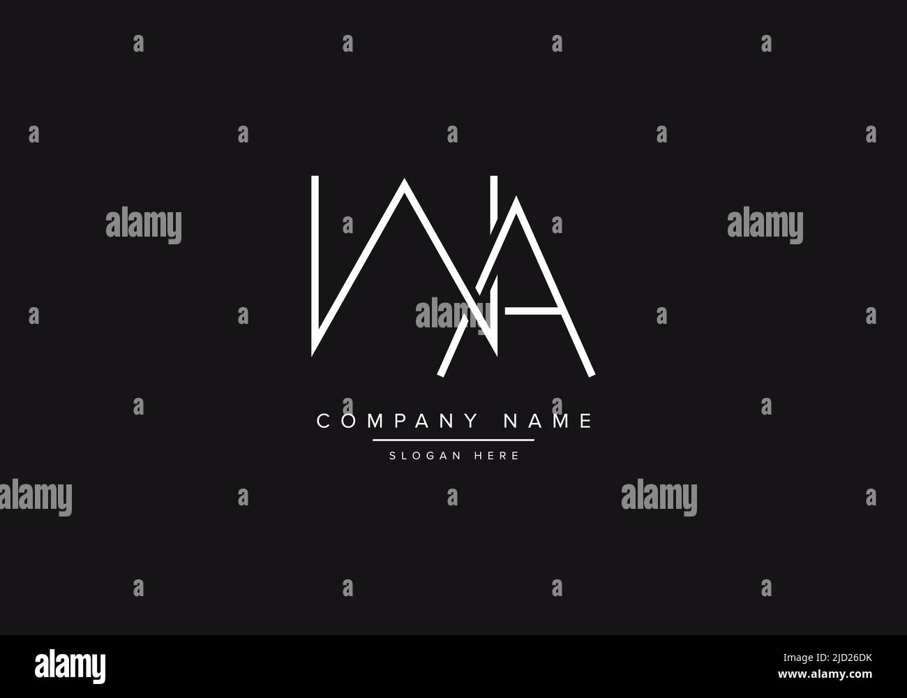 WA line art logo, abstract monogram letter logo vector illustration ...