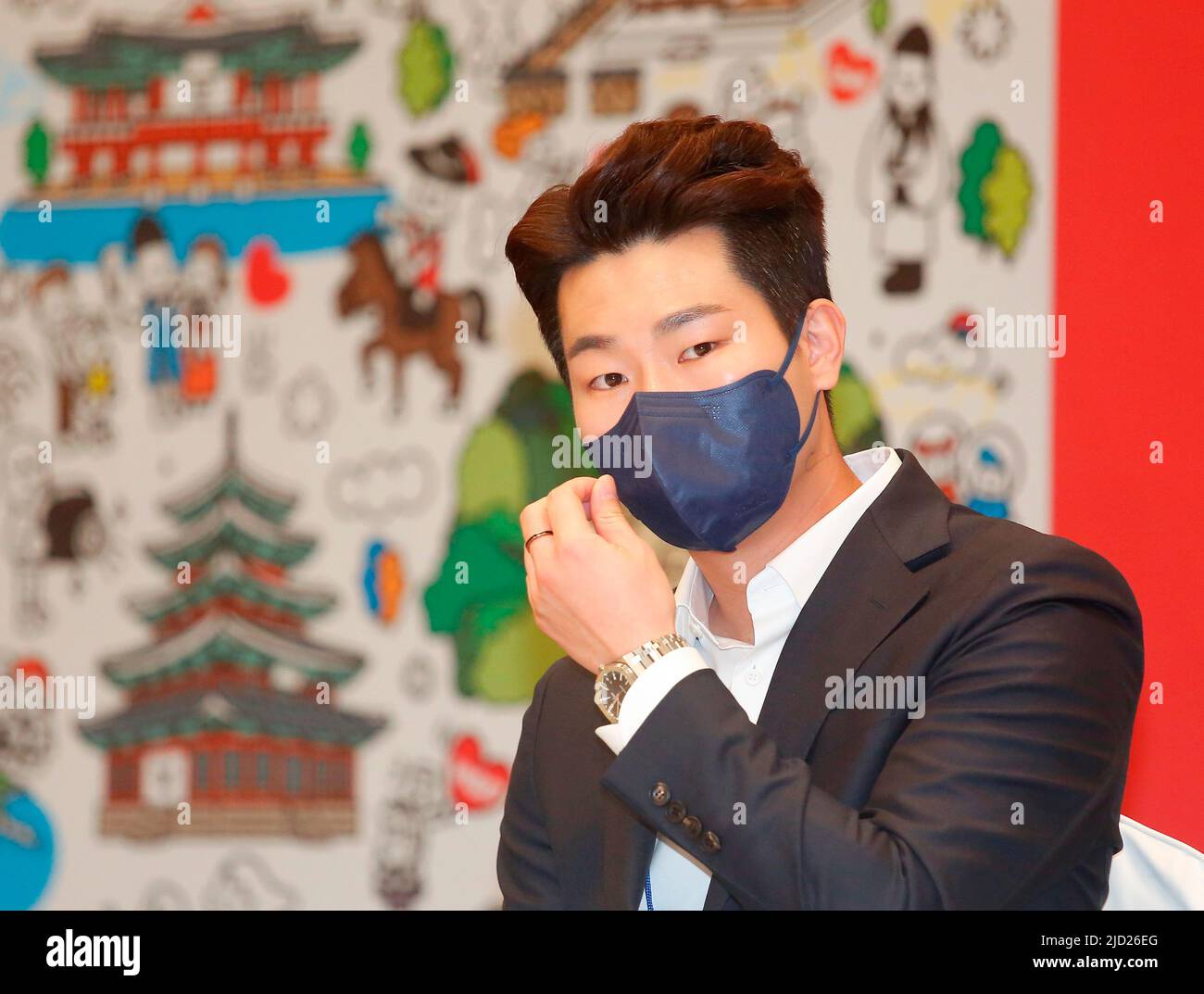 Kim Ri-Eul, June 14, 2022 : Hanbok designer Kim Ri-Eul attends a press ...
