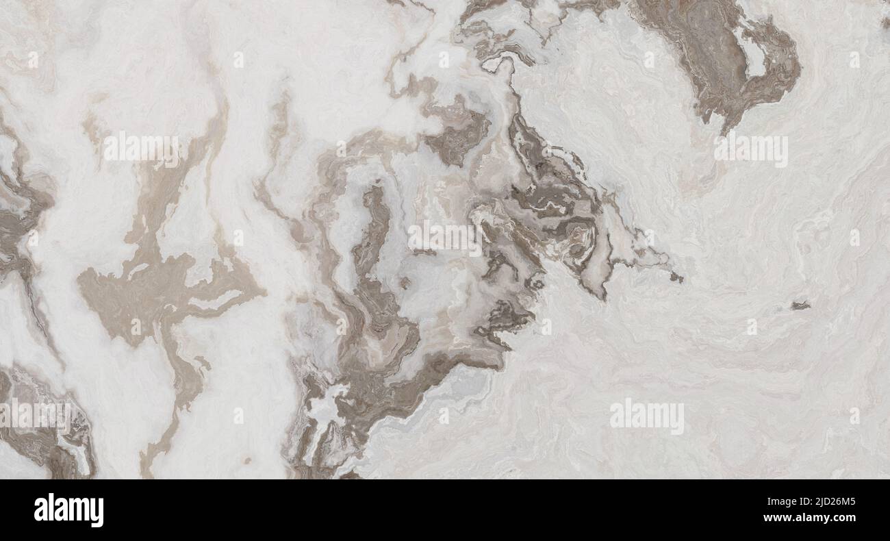 White marble pattern with curly brown veins. Abstract texture and ...