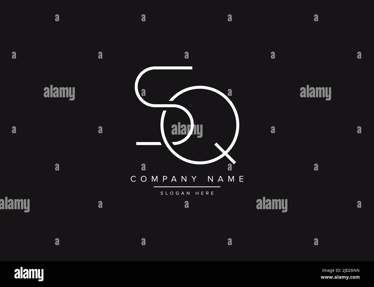 SQ line art logo, abstract monogram letter logo vector illustration ...