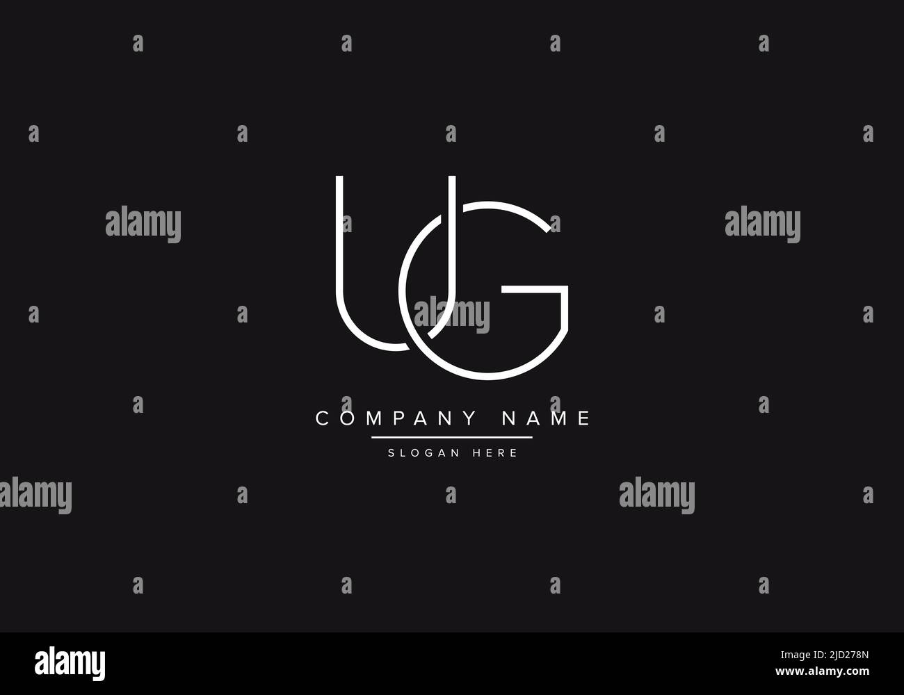 UG line art logo, abstract monogram letter logo vector illustration ...