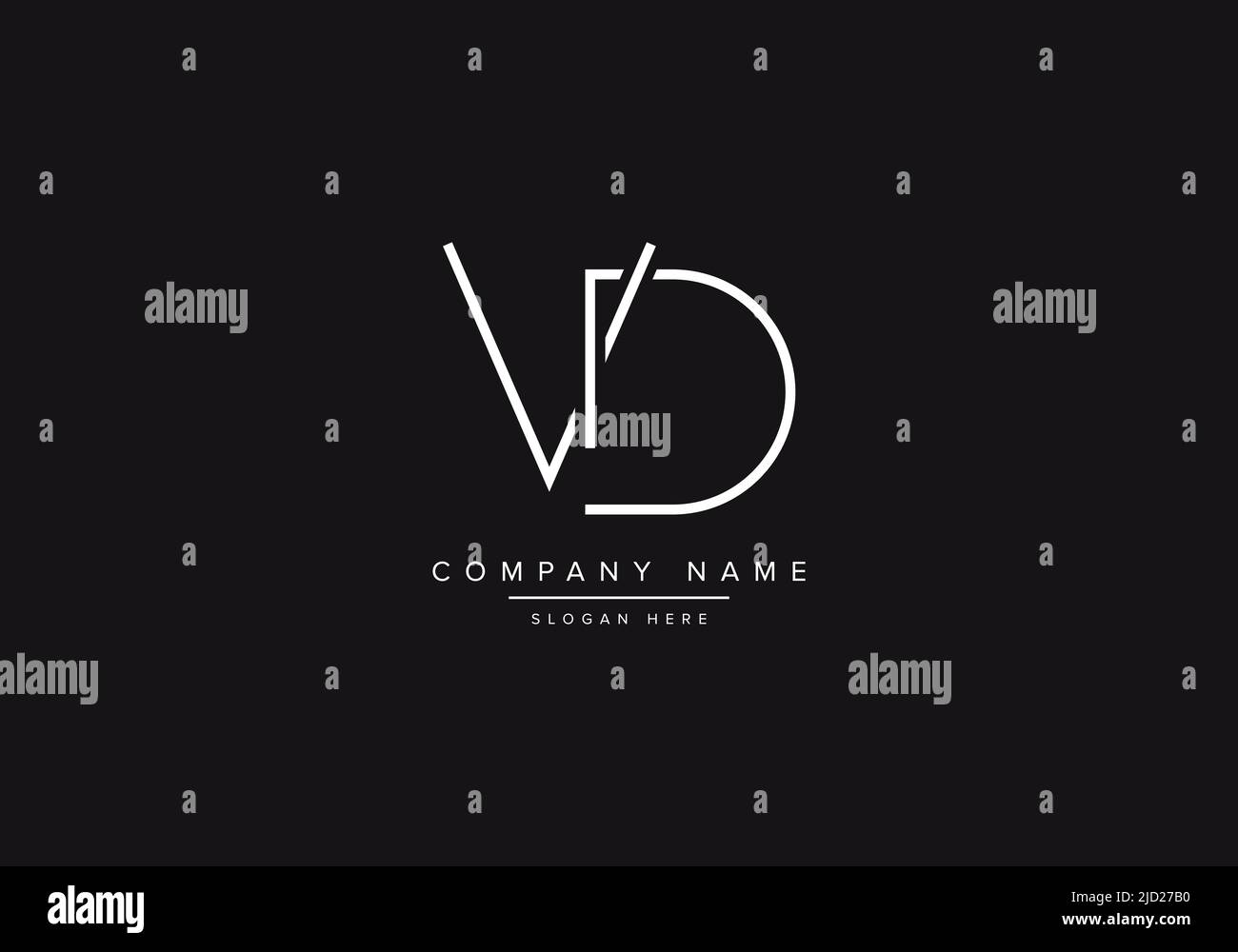 VD line art logo, abstract monogram letter logo vector illustration ...