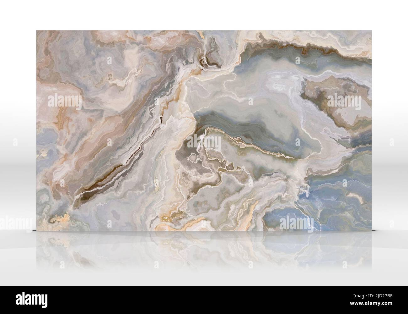 Onyx marble tile standing on the white background with reflections and ...