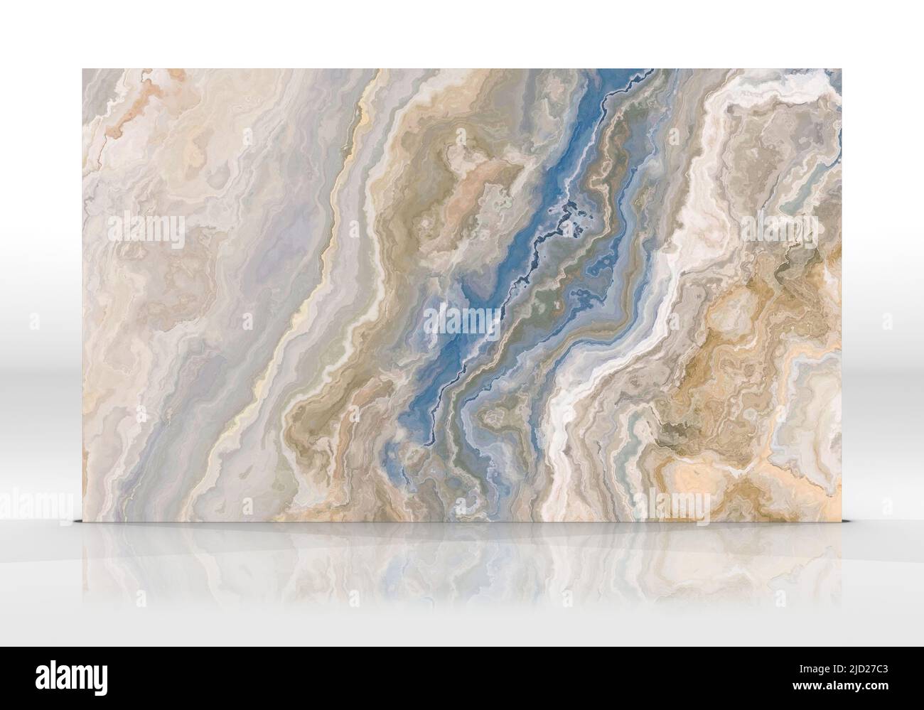 Onyx marble tile standing on the white background with reflections and ...