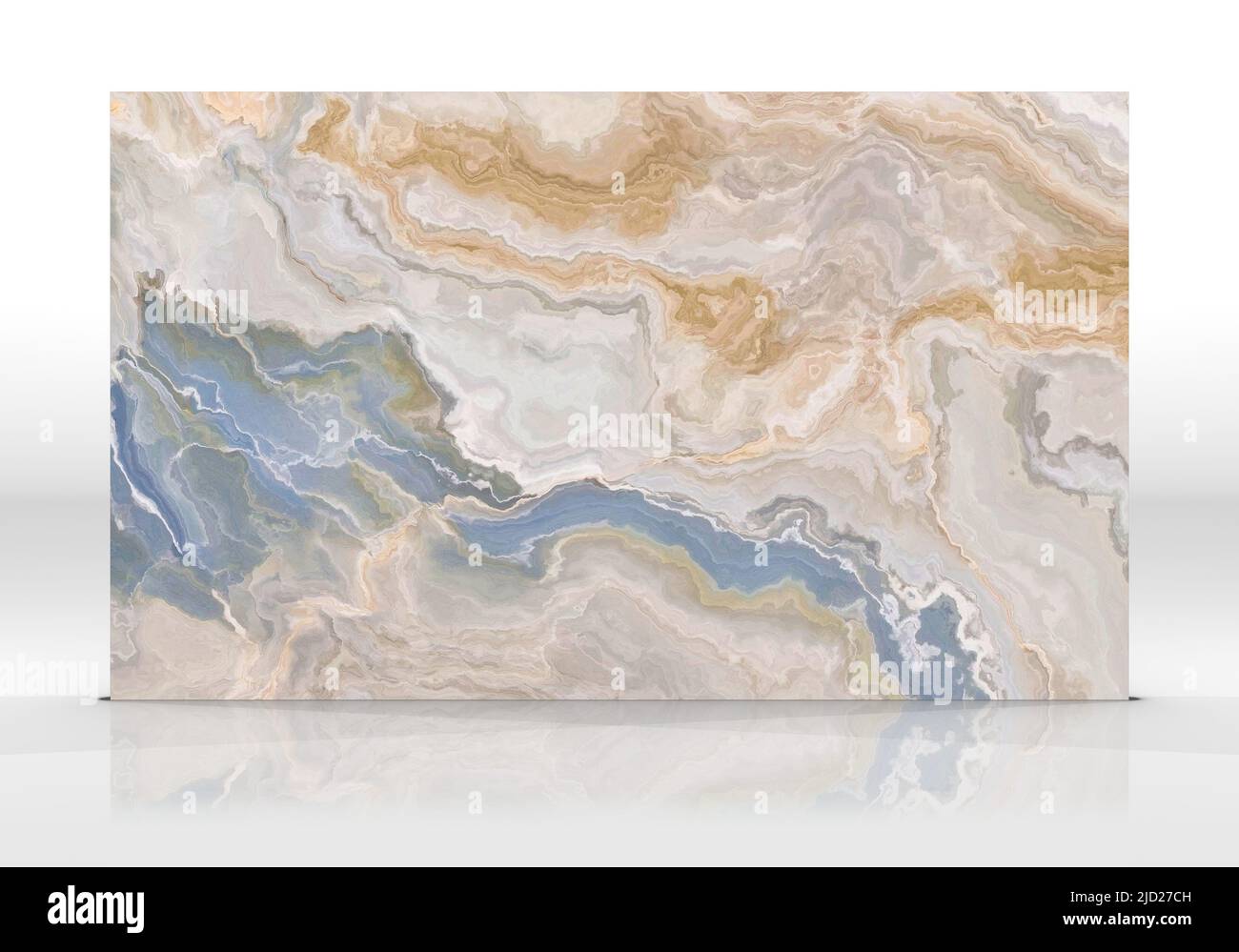 Onyx marble tile standing on the white background with reflections and ...