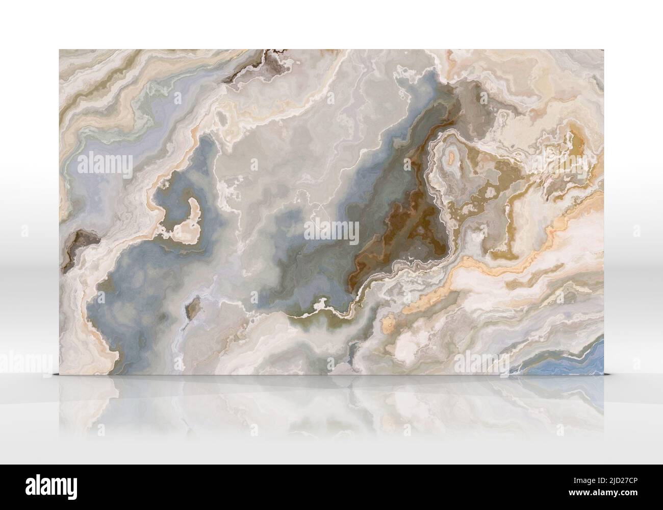 Onyx marble tile standing on the white background with reflections and ...