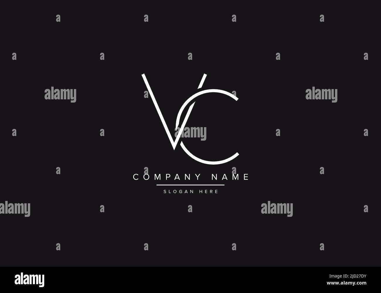 VC line art logo, abstract monogram letter logo vector illustration ...