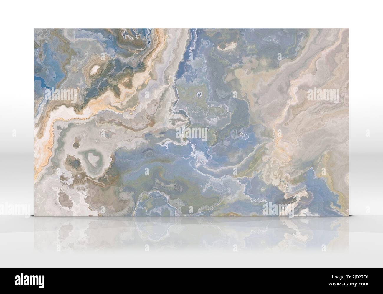 Onyx marble tile standing on the white background with reflections and ...