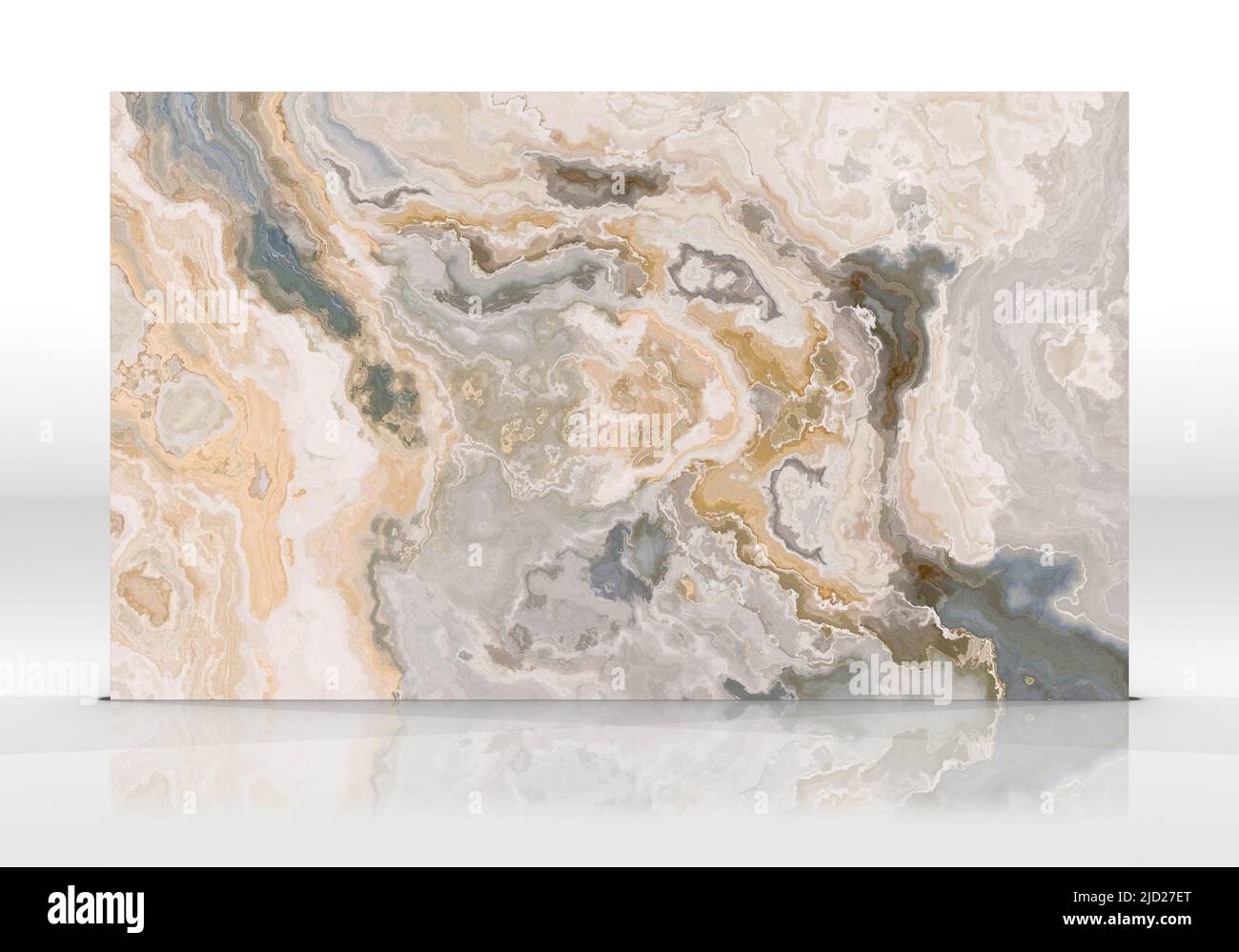 Onyx marble tile standing on the white background with reflections and ...
