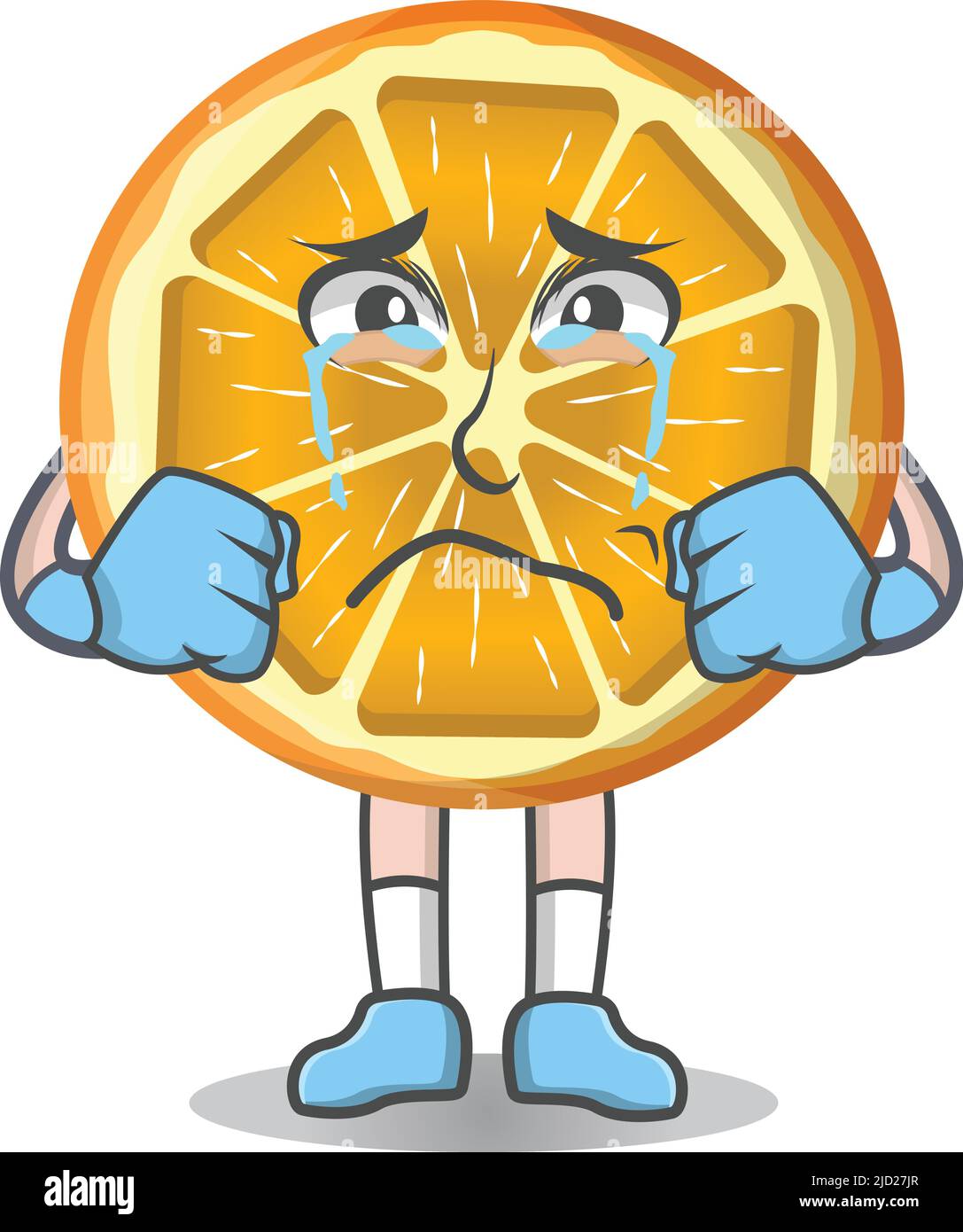 collection of cute slice orange cartoon character with sad expressions ...