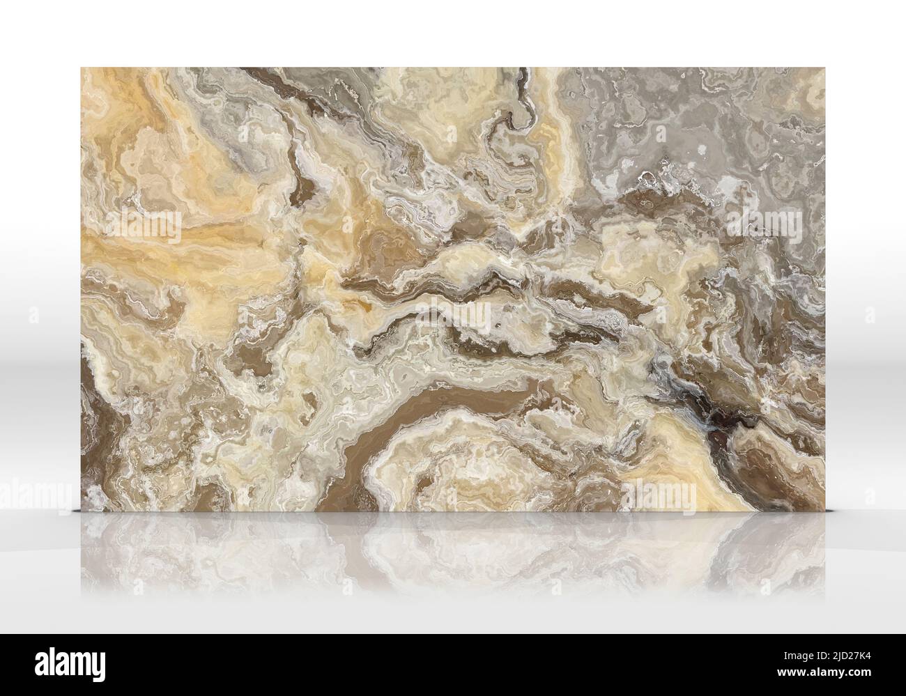 Onyx marble tile standing on the white background with reflections and ...