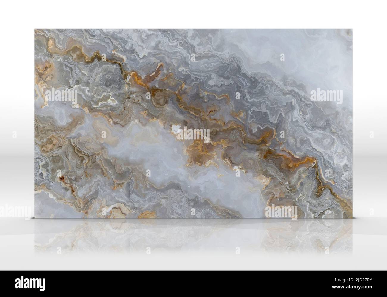 Onyx marble tile standing on the white background with reflections and ...