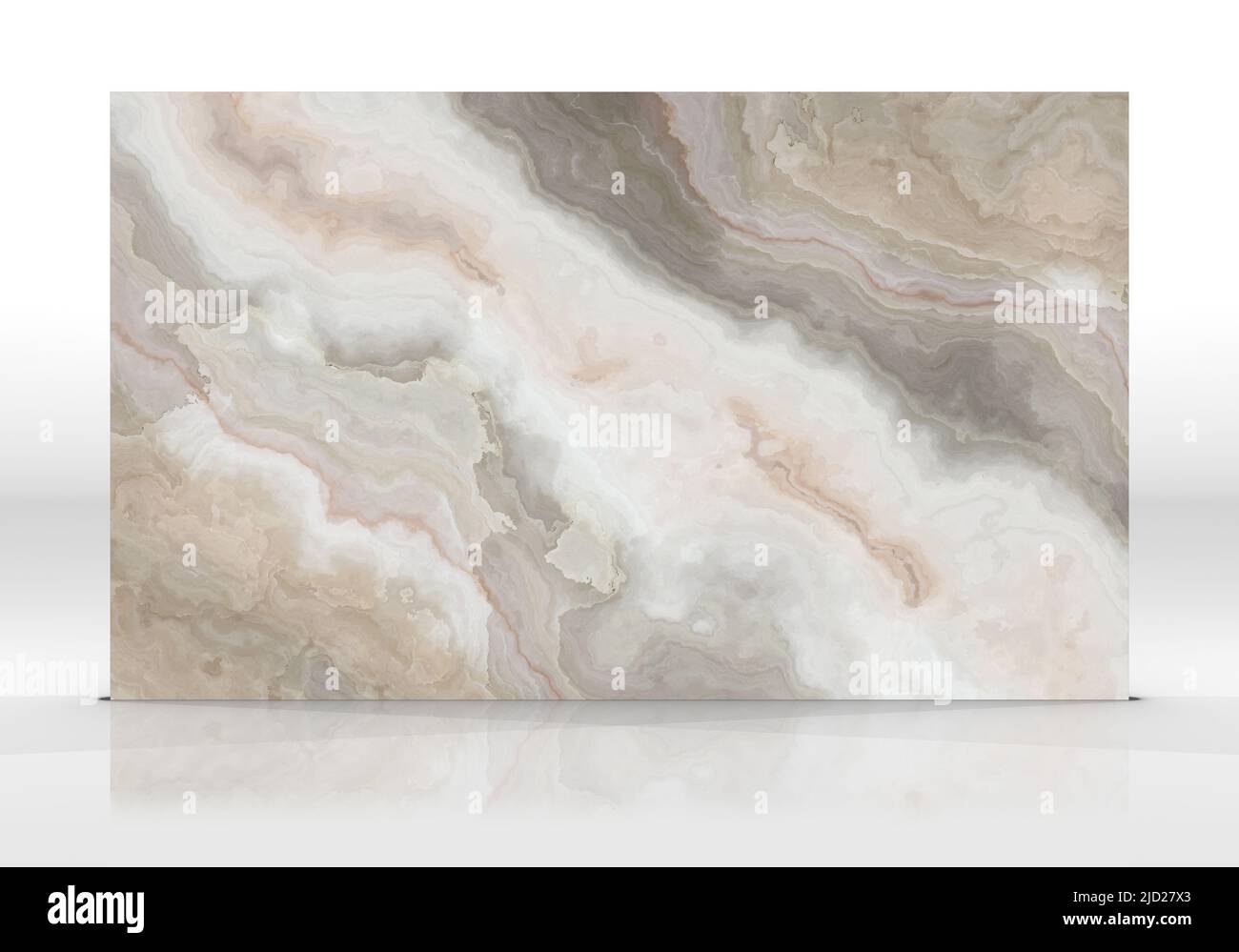 Onyx marble tile standing on the white background with reflections and ...