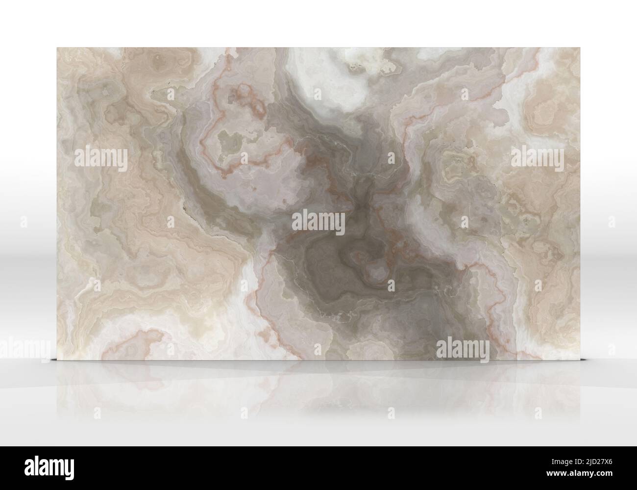 Onyx marble tile standing on the white background with reflections and ...