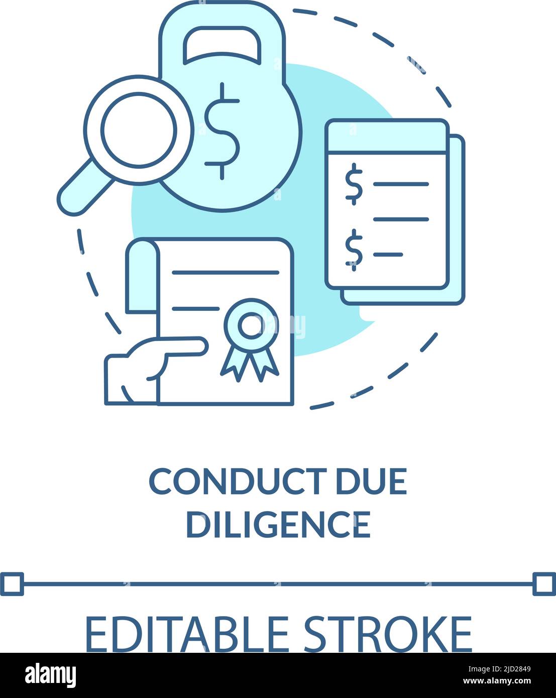 Conduct due diligence turquoise concept icon Stock Vector Image & Art ...