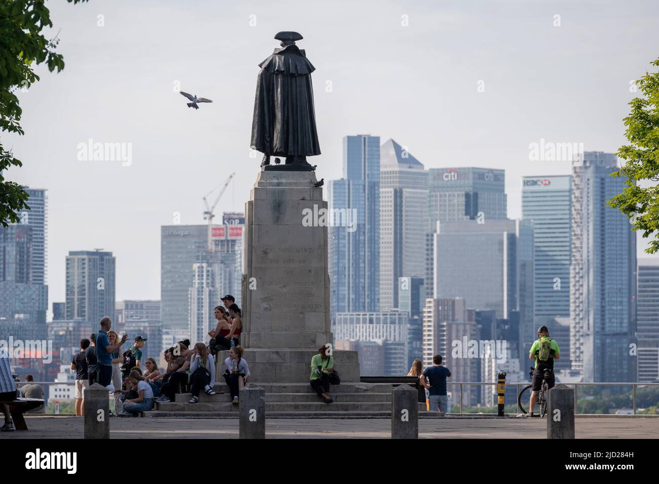 Visitors gather at the foot of General James Wolfe's statue in ...