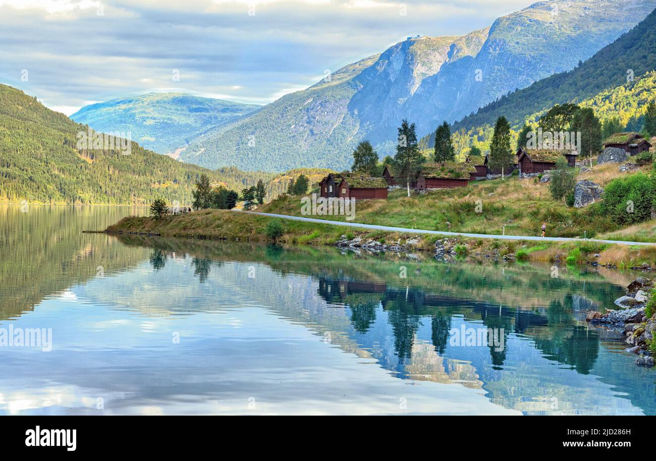 Scenery from Lovatnet (Lon Lake), Stryn, Vestland, Norway in July Stock ...