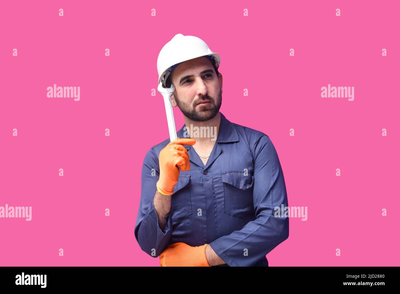 Construction worker thinking hi-res stock photography and images - Alamy