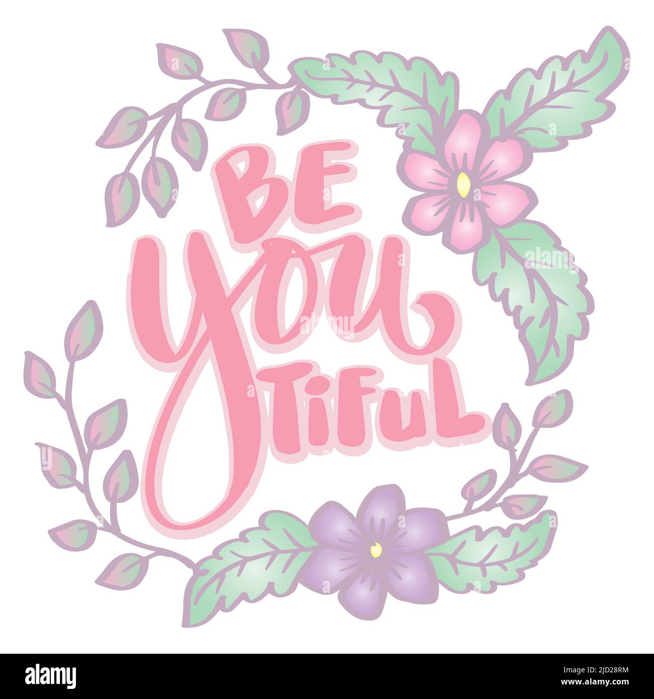 Be you tiful funny hand written lettering Stock Photo - Alamy