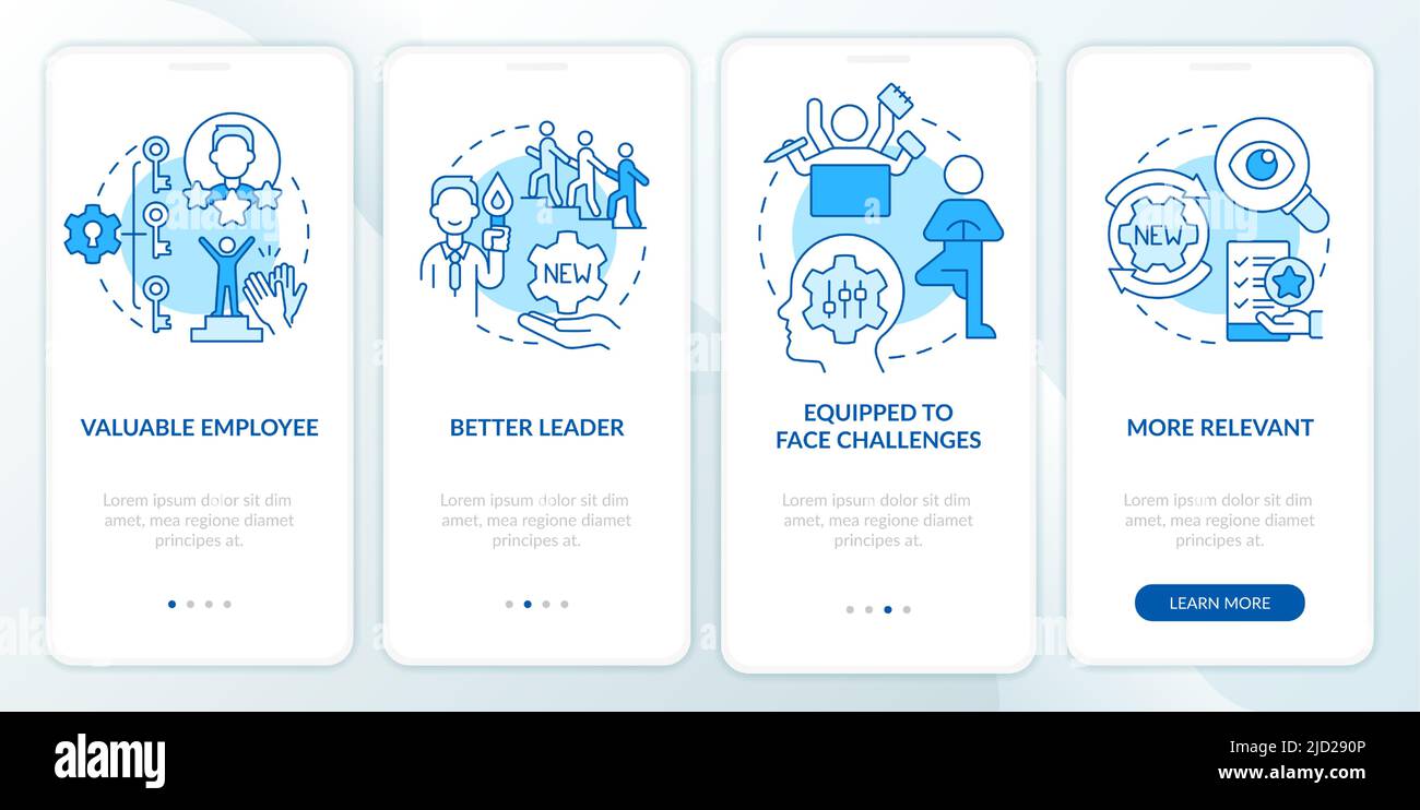 Benefits of workplace adaptability blue onboarding mobile app screen Stock Vector Image & Art ...