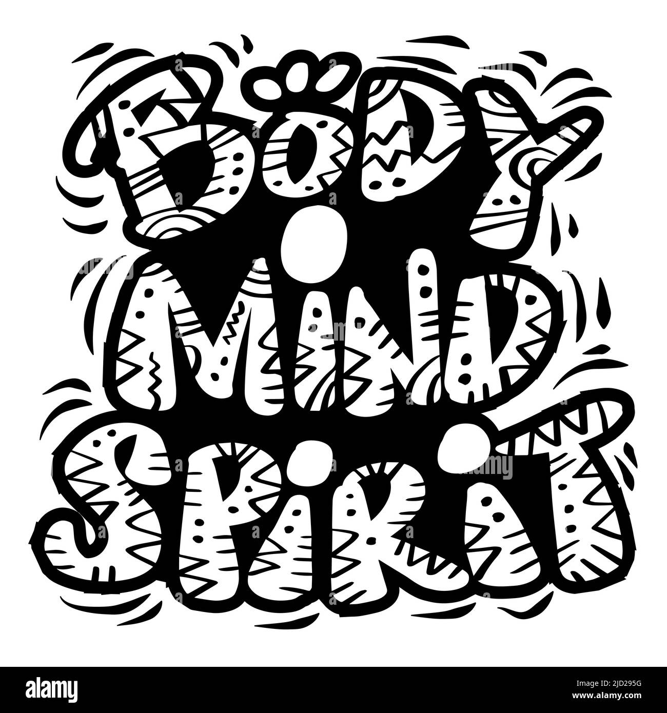 Body, mind, spirit doodle hand lettering. Motivation Lettering Phrase ...