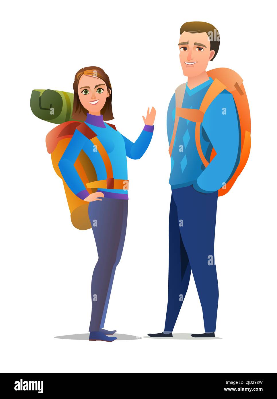 Family tourist backpacker. Backpack on his back. Cheerful person ...