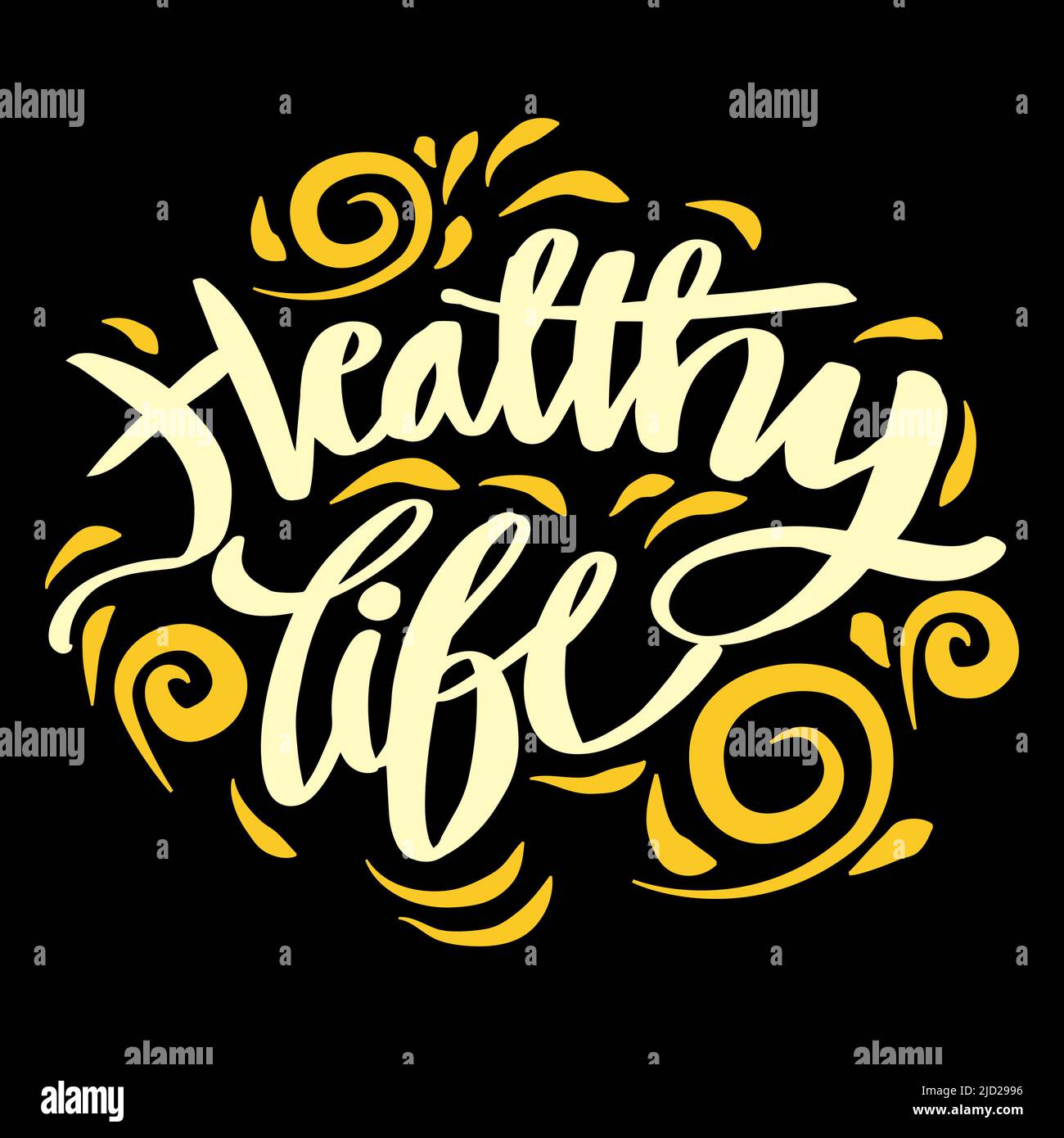 Healthy life hand lettering. Slogan concept Stock Photo - Alamy