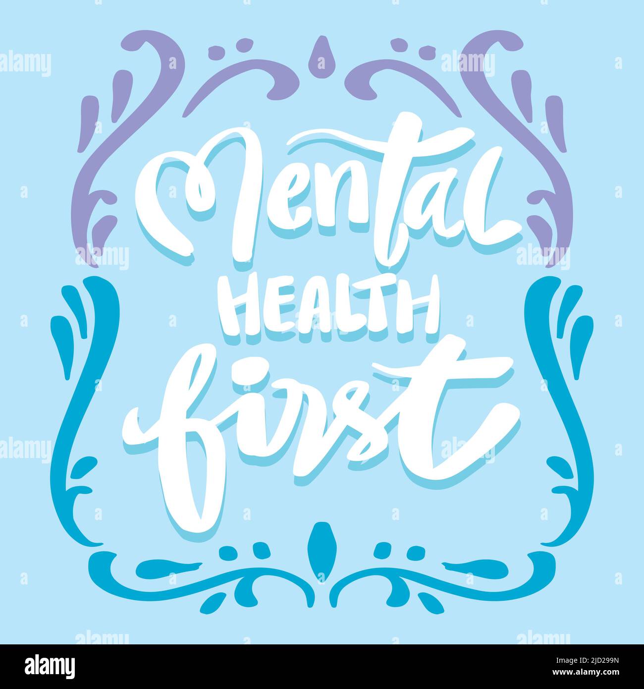 Mental health first hand lettering. Poster concept Stock Photo - Alamy