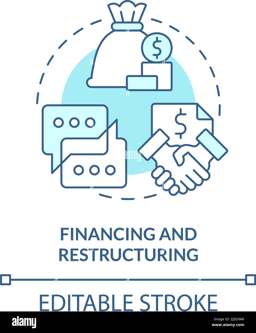 Financing and restructuring turquoise concept icon Stock Vector Image ...