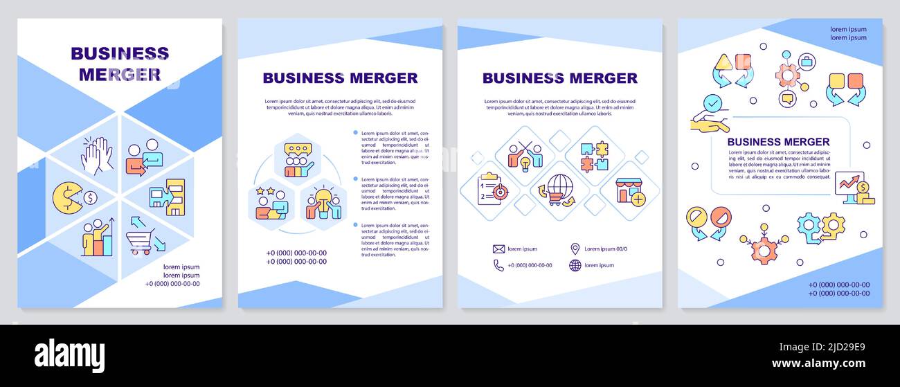 Business merger blue brochure template Stock Vector Image & Art - Alamy
