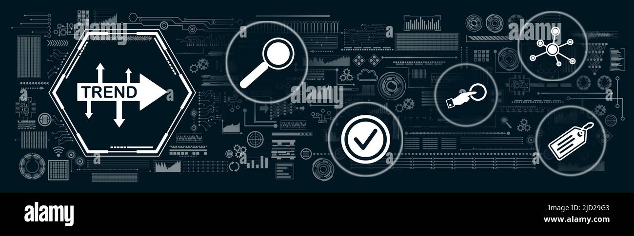 Concept of trends with icons on futuristic hud interface Stock Photo ...