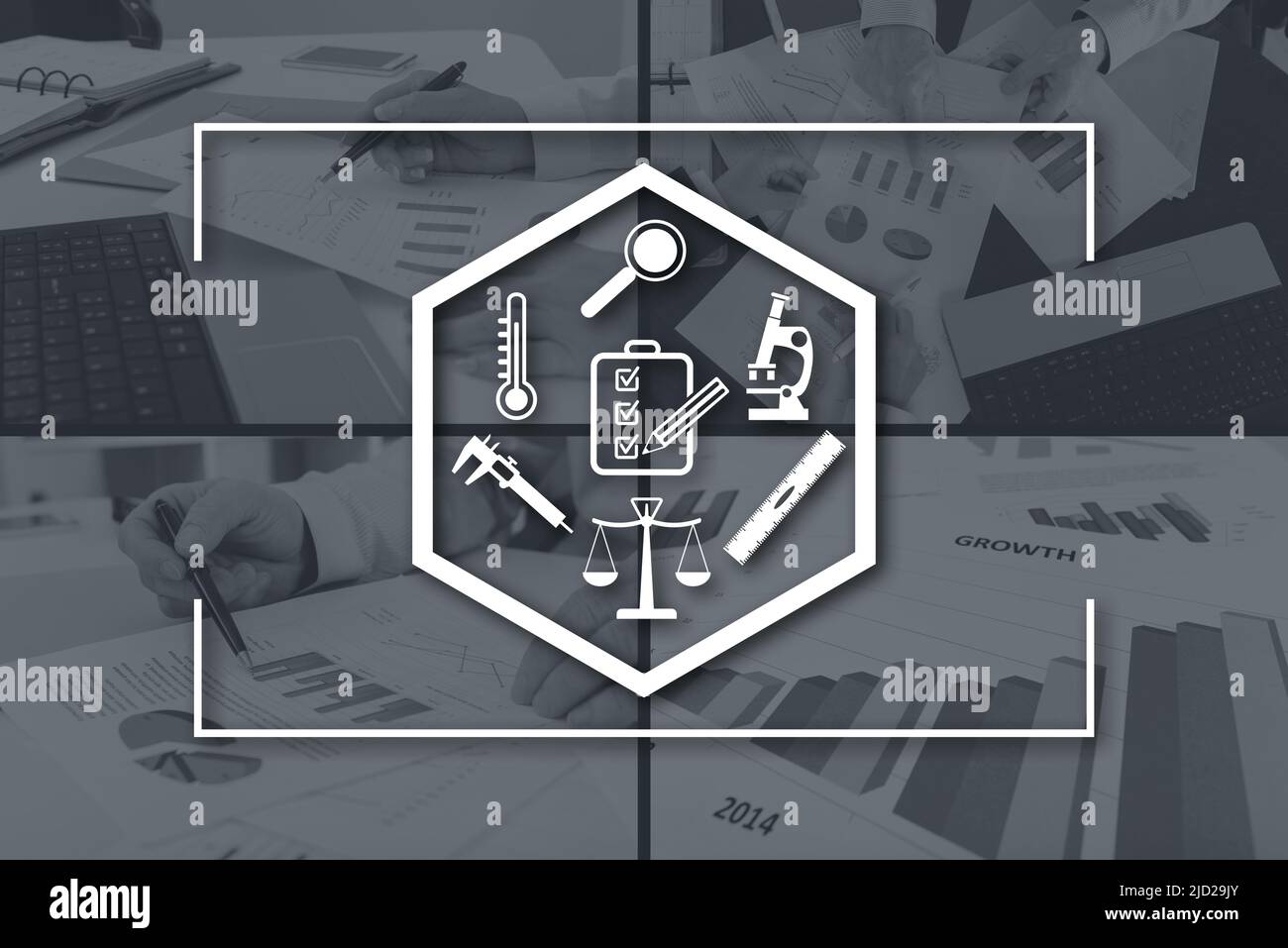 Assessment concept illustrated by pictures on background Stock Photo ...