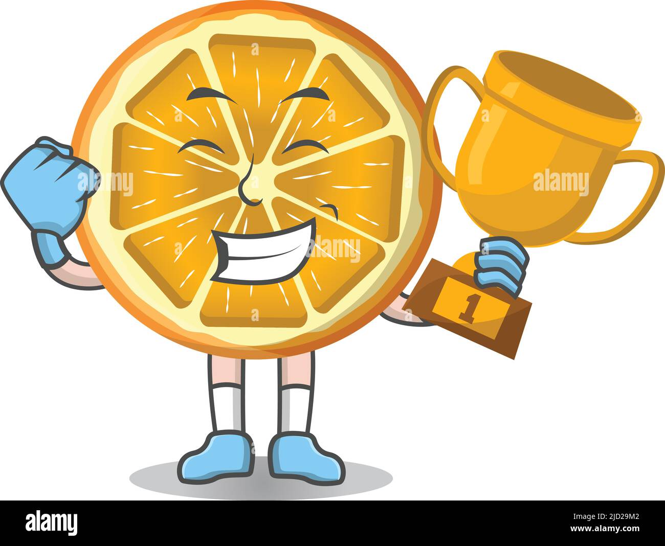 Set of cute cartoon orange fruit holding trophy, character design ...