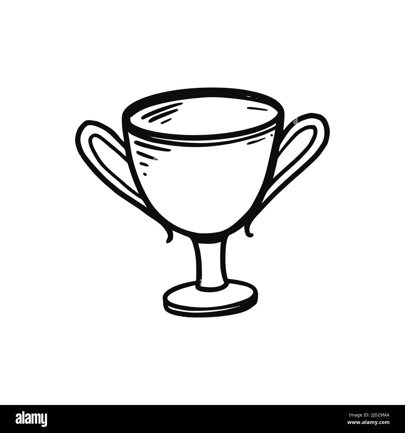 Trophy cup hand drawn doodle element. Sketch line style trophy cup ...