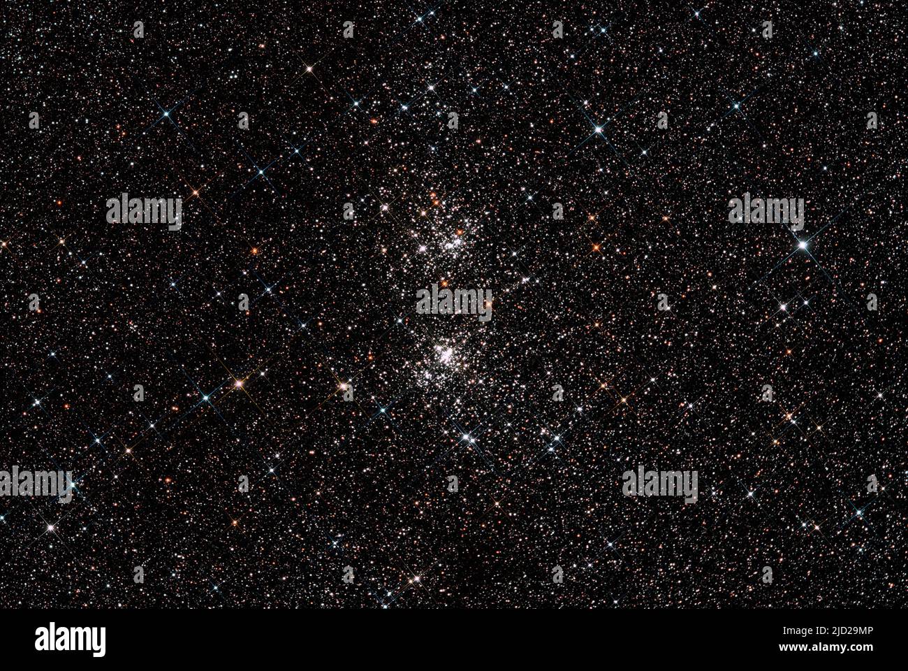 Starfield in constellation Perseus around the Double cluster (NGC 884 and NGC 869 Stock Photo ...