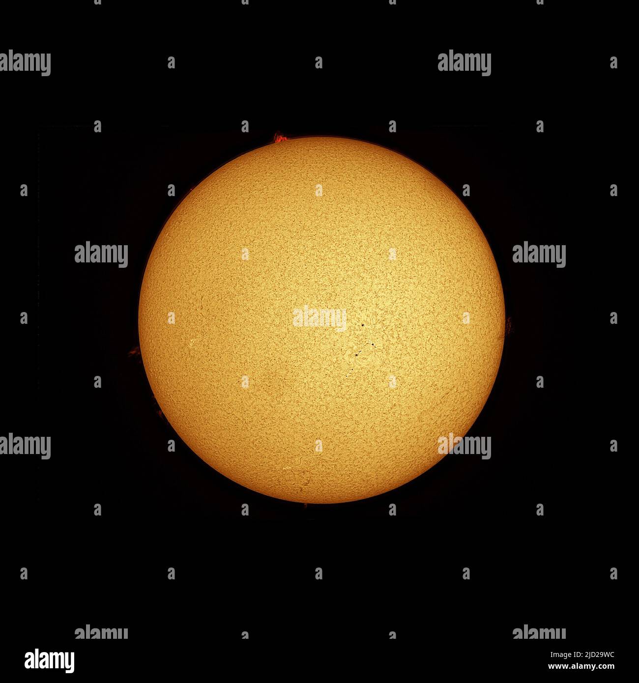 Solar disc with small prominences. 25. April 2021 from south-western ...