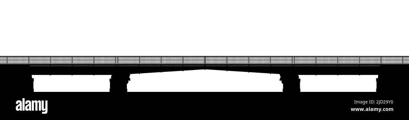 Automotive Bridge Silhouette Transport Road Construction Isolated On