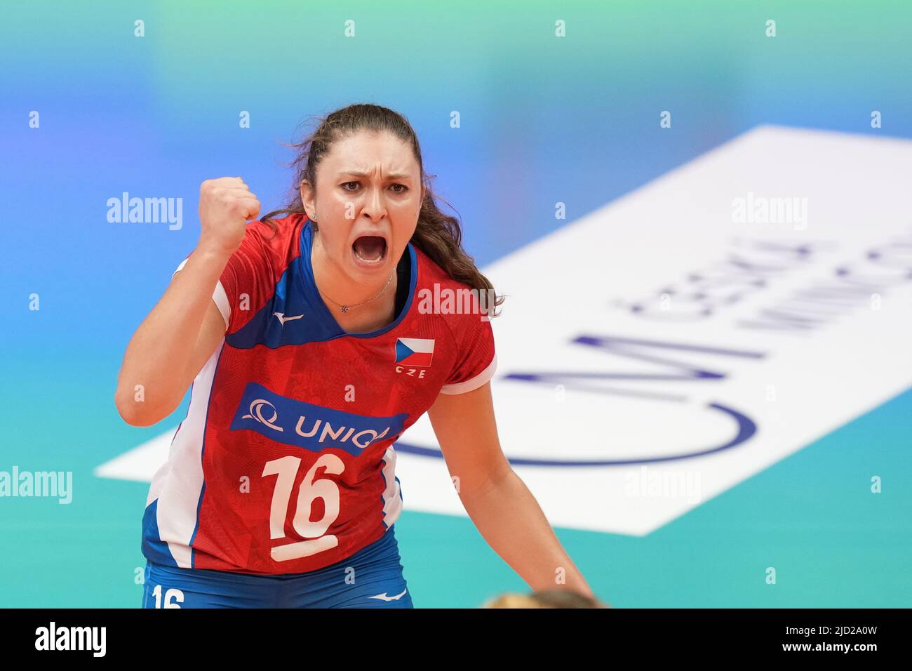 Michaela Mlejnkova (Czech) reacts during the European Women's ...